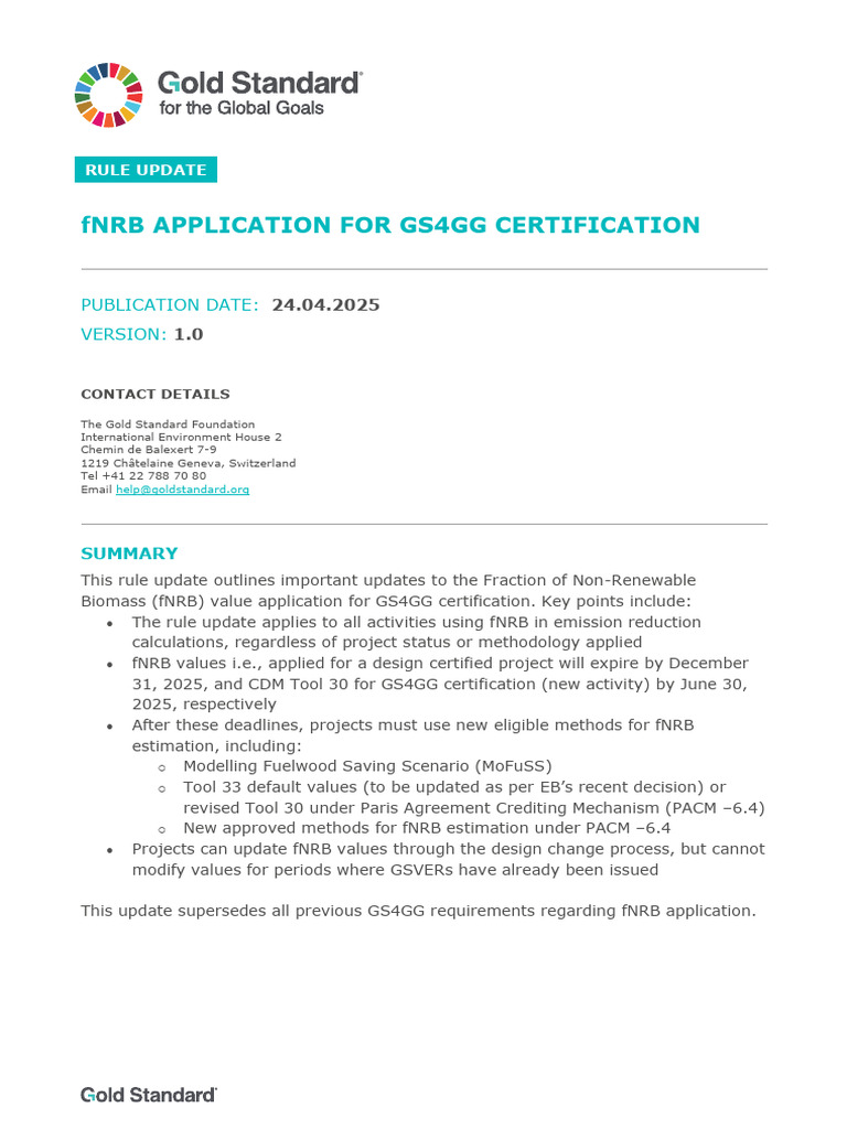 RU - 2025 - FNRB Application For GS4GG Certification | PDF | Clean ...