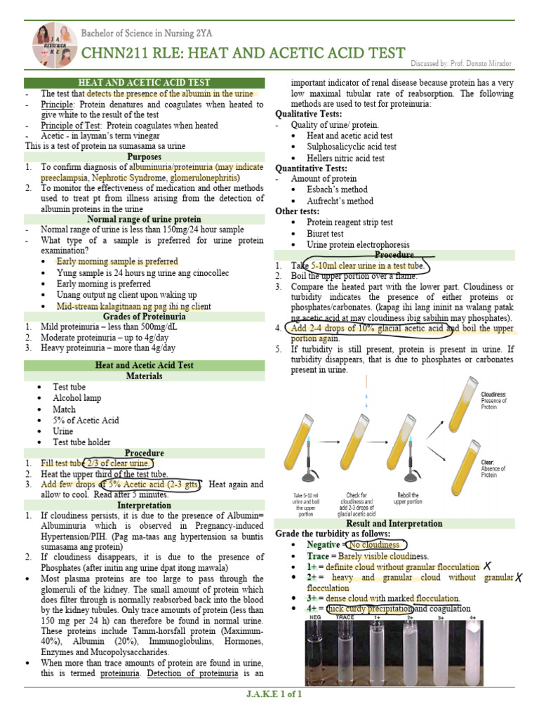 WK3 - Heat and Acetic Acid Test | PDF | Medical Specialties | Urinary ...