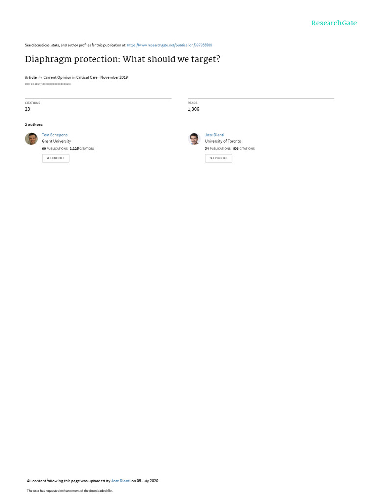 Diaphragm Protection What Should We Target .99047 | PDF | Intensive ...