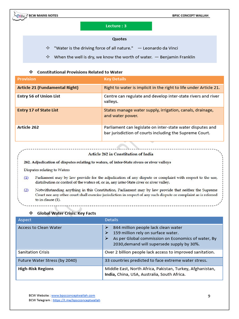Resources & Minerals (Lec-3) (Eng) | PDF | Fresh Water | Water