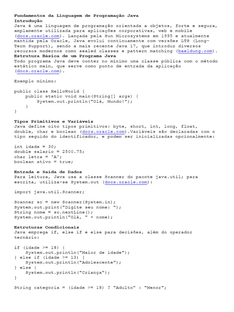 Aula 01-Lp-Fundamentos-Java | PDF | Java (linguagem de programação ...