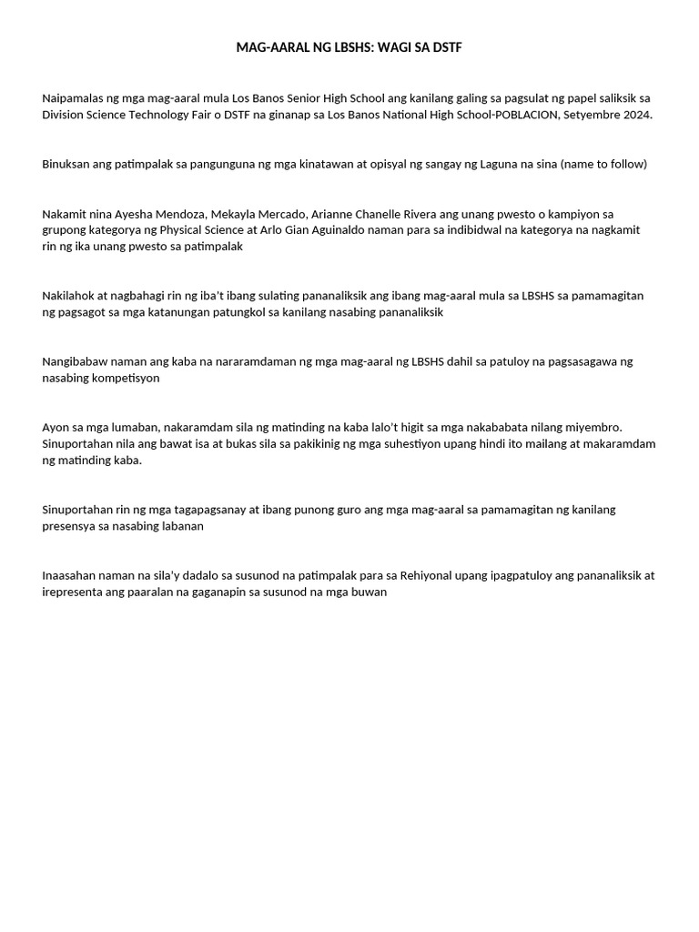 Alforja - DSTF - Pagsulat NG Balita | PDF