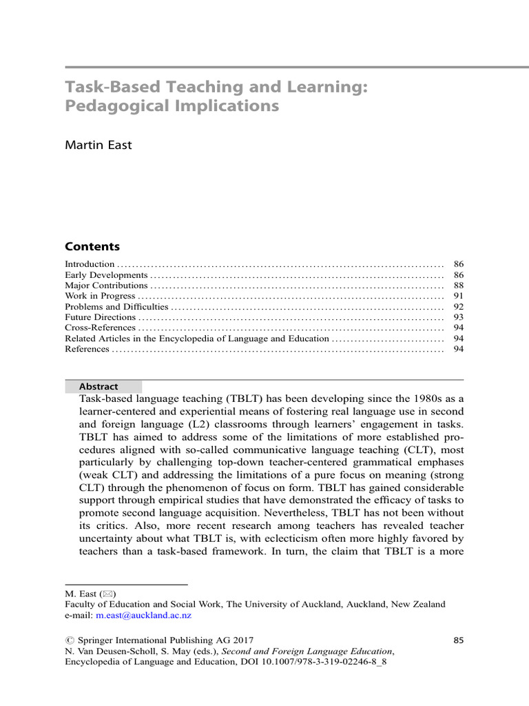 Task-Based Teaching and Learning Pedagogical Implications | PDF | Pedagogy | Second Language