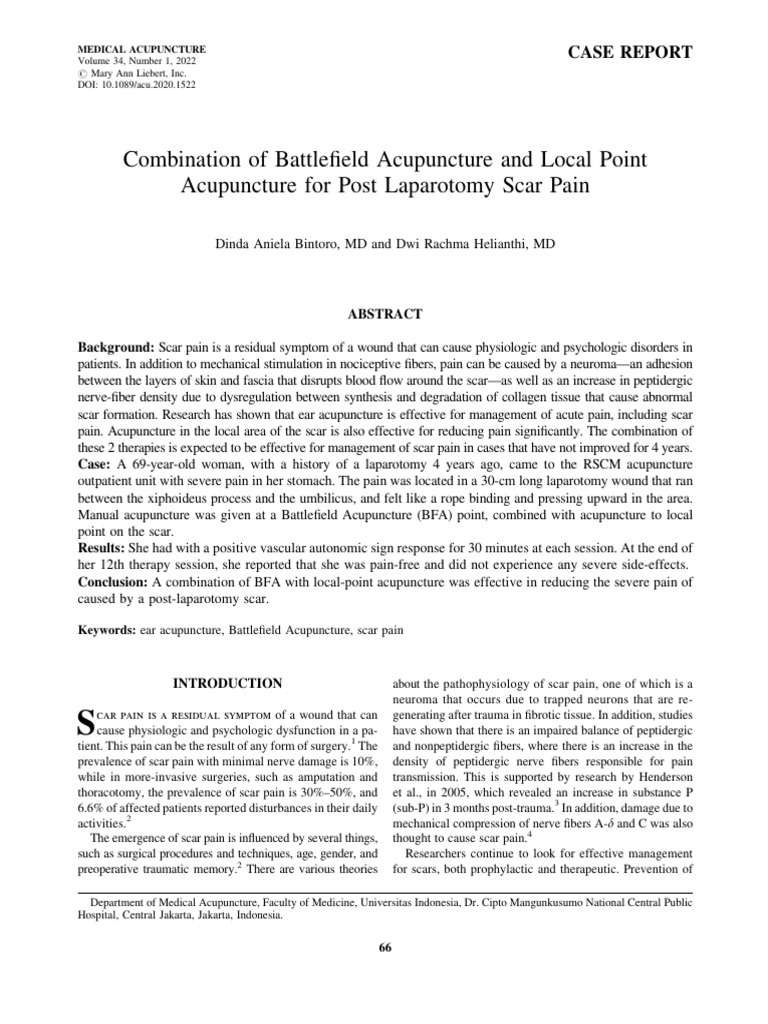 Combination of Battlefield Acupuncture and Local Point Acupuncture For ...