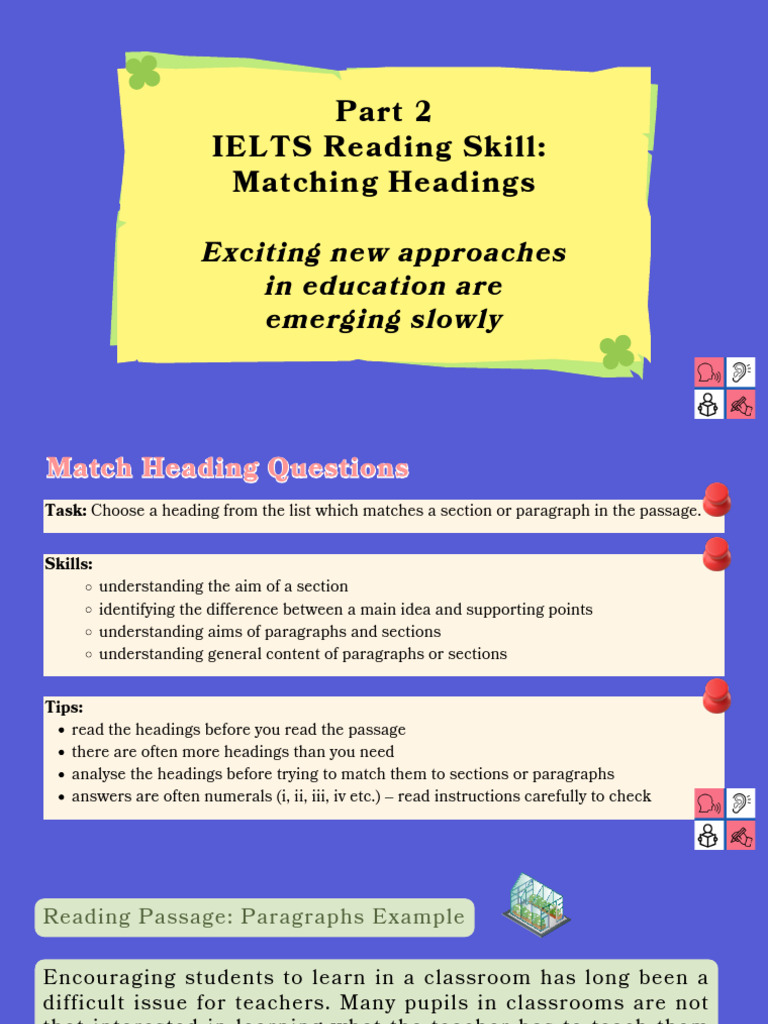 IELTS Reading: Matching Headings Guide | PDF | Teachers | Educational ...