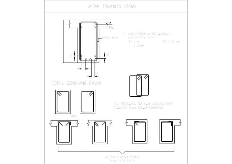 Jarak Tulangan Utama Balok | PDF