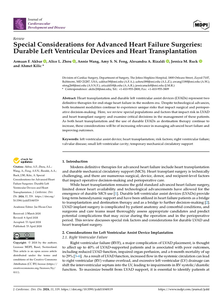 Tema 3. Consideraciones LVAD 2024 | PDF | Heart Valve | Stroke