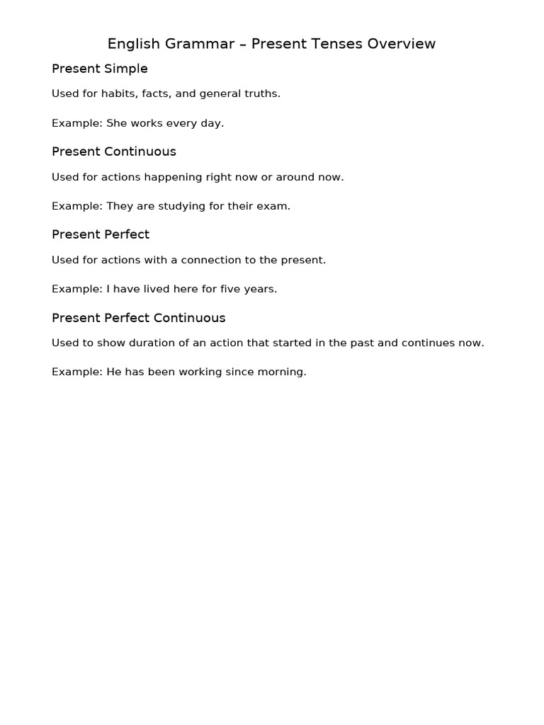 English Present Tenses | PDF