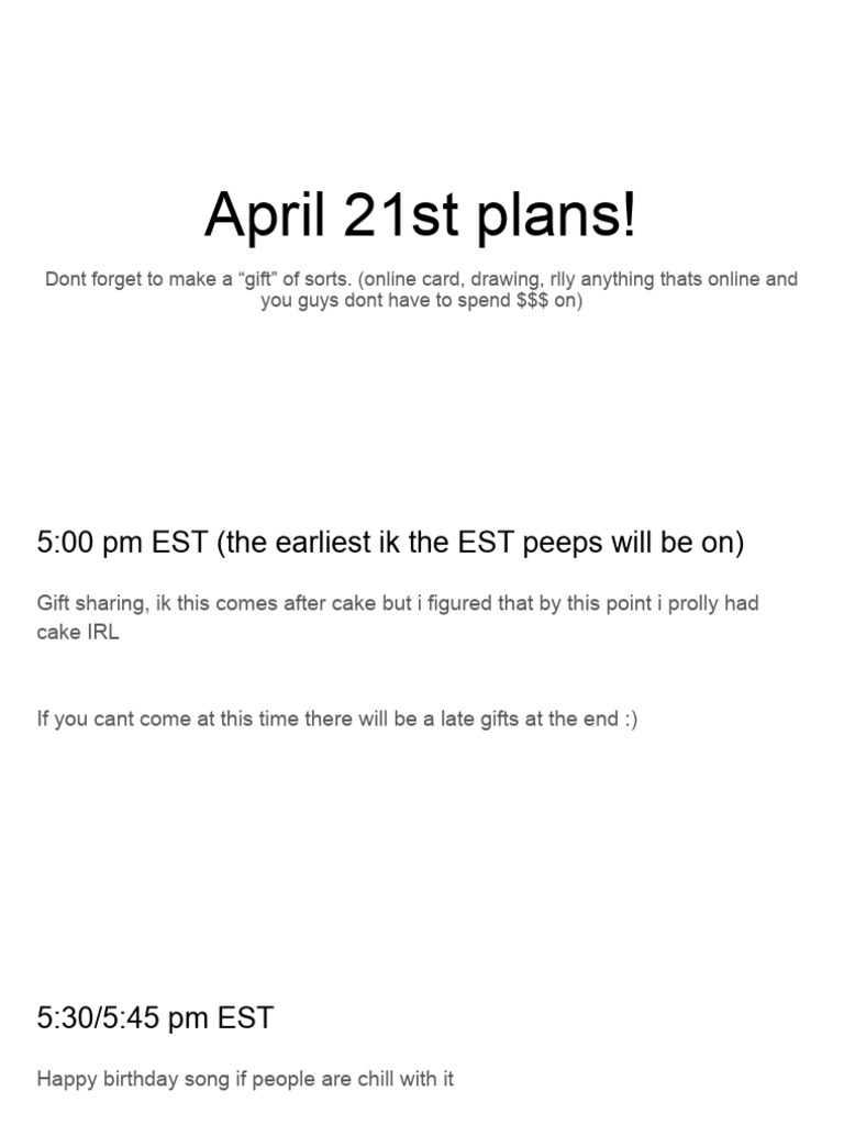 Birthday Plans | PDF
