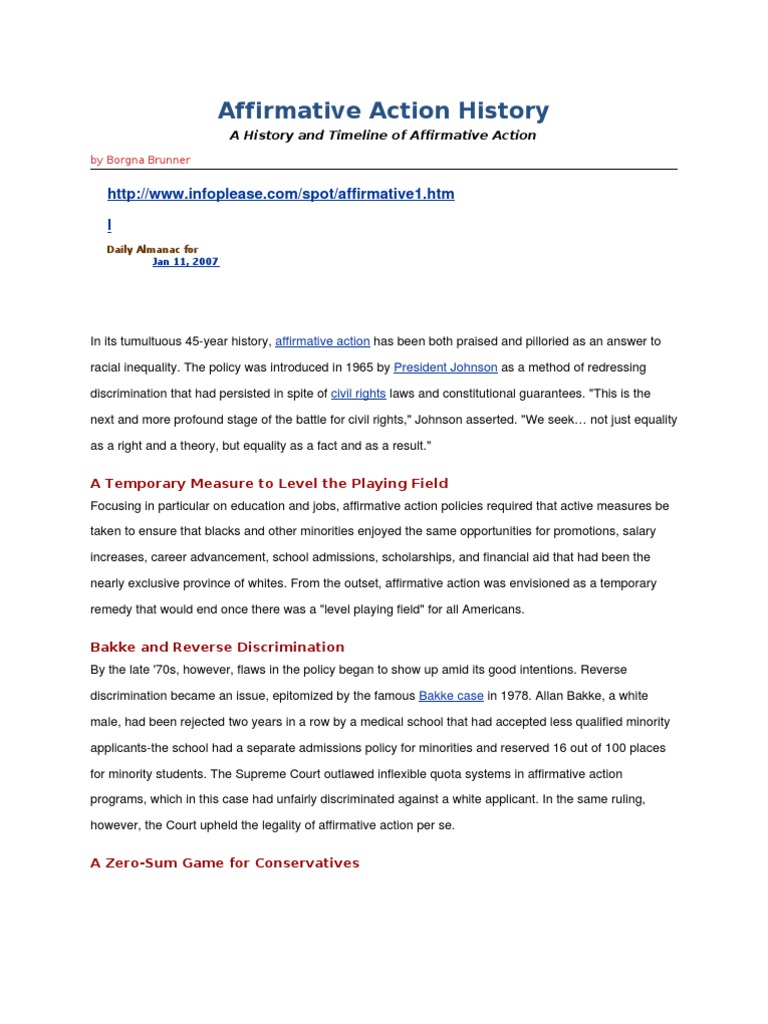 Smithsonian Affirmative Action History Definition
