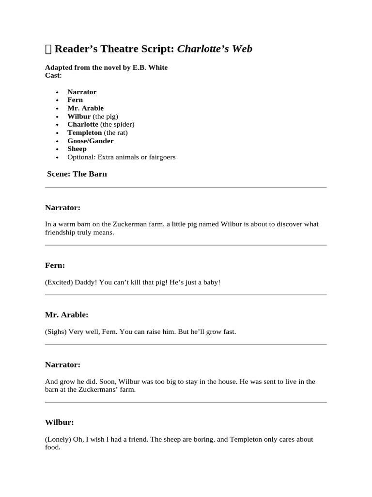 Charlottes Web Readers Theatre | PDF