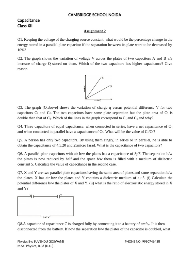 Assignment2 Chapter2 Capacitance | PDF | Capacitor | Capacitance