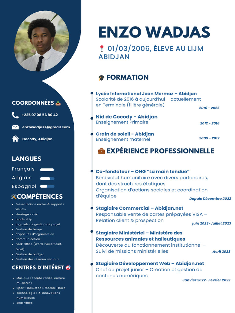 CV d'Enzo Wadjas - Co-fondateur ONG | PDF | Informatique