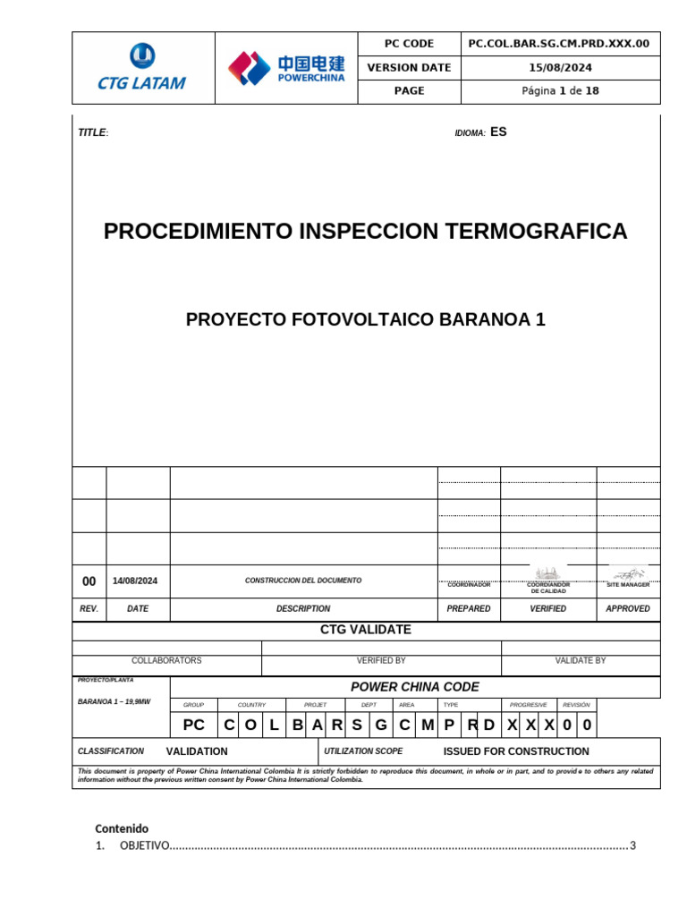 PC - COL.BAR - SG.CM - PRD.XXX.00 Inspeccion Termografica | PDF ...