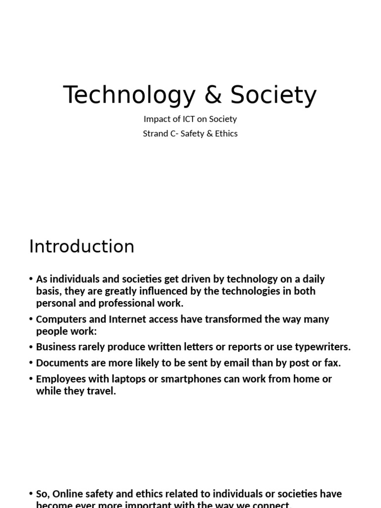 Impact of ICT on Society and Ethics | PDF | Information And ...