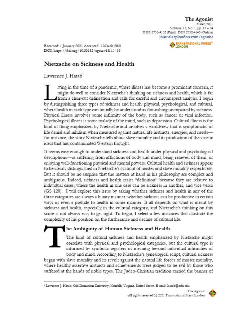 Nietzsche On Sickness and Health | PDF | Friedrich Nietzsche | Thus ...