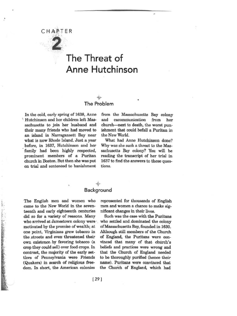 Anne Hutchinson's Trial and Exile | PDF | Puritans | John Winthrop