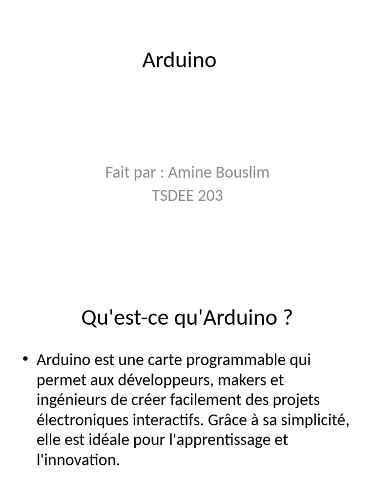 Présentation Sur Arduino | PDF