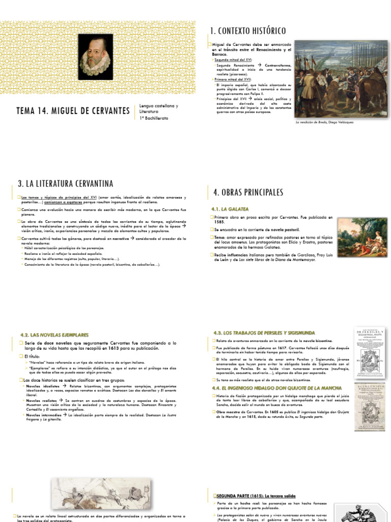 Tema 14. Miguel de Cervantes | PDF | Don Quijote | Miguel De Cervantes
