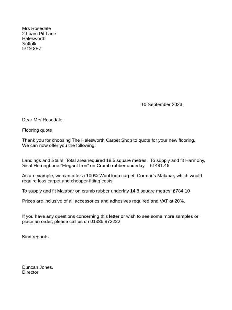 Aa Letterhead Rosedale Quote | PDF