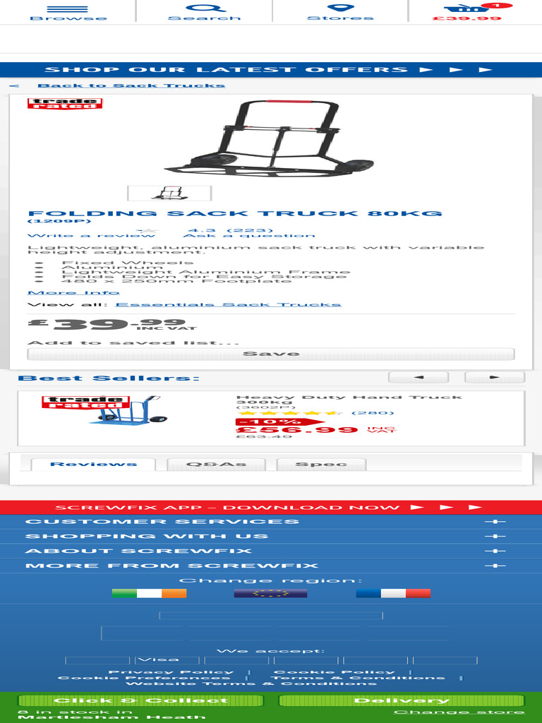 Folding Sack Truck 80kg - Screwfix | PDF