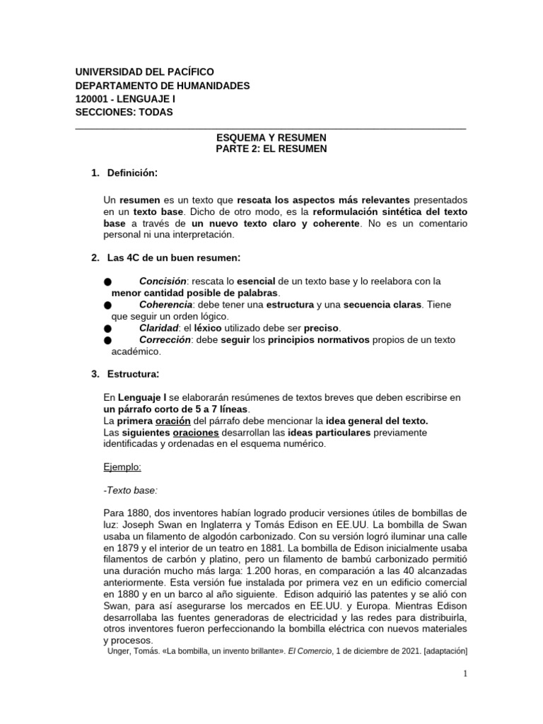Esquema y Resumen 2. El Resumen | PDF | Bombilla incandescente | Thomas Edison