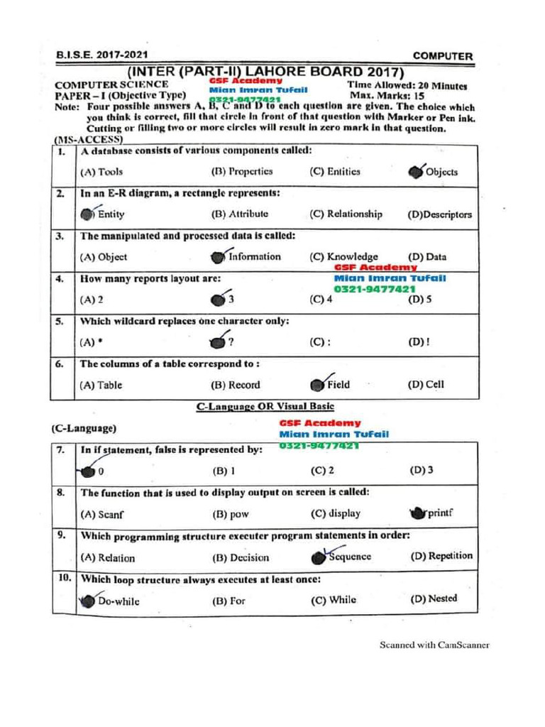 12 Computer Past MCQs | PDF