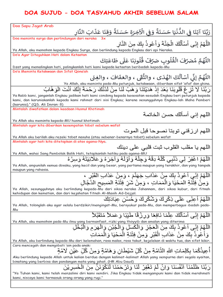 Doa Sujud Sebelum Salam | PDF