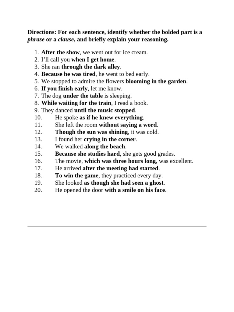 Phrase and Clause Identify | PDF