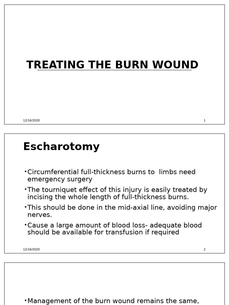 Burn Wound Treatment and Management Guide | PDF | Wound | Medical ...