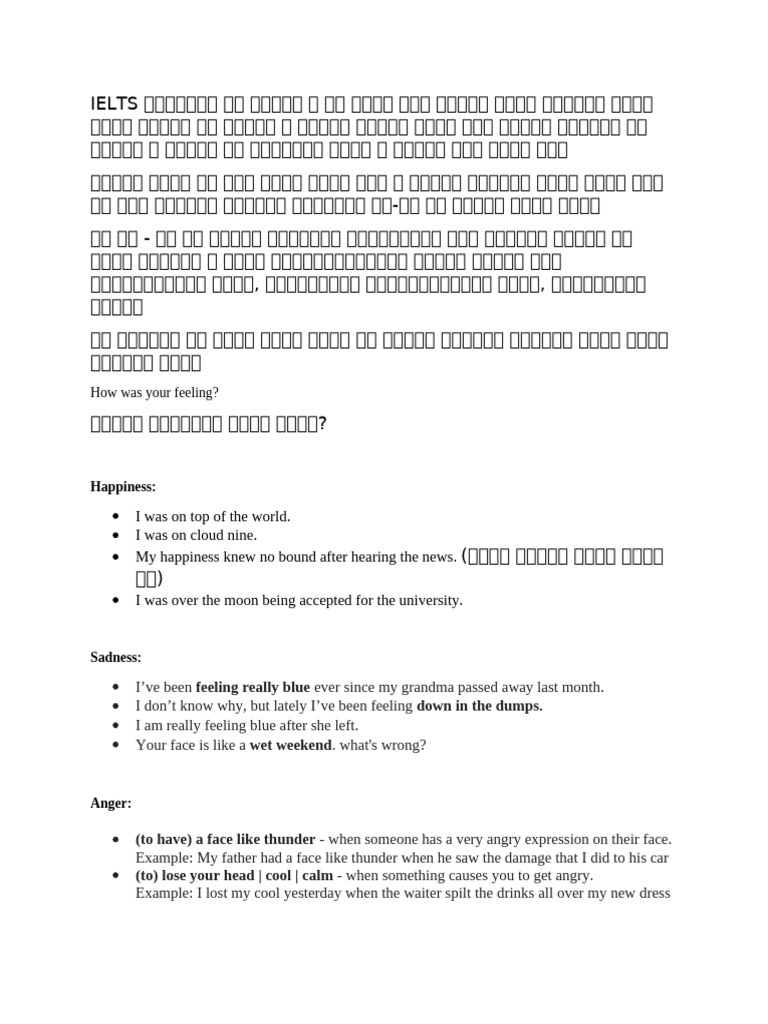 Describing Feelings Vocabs | PDF