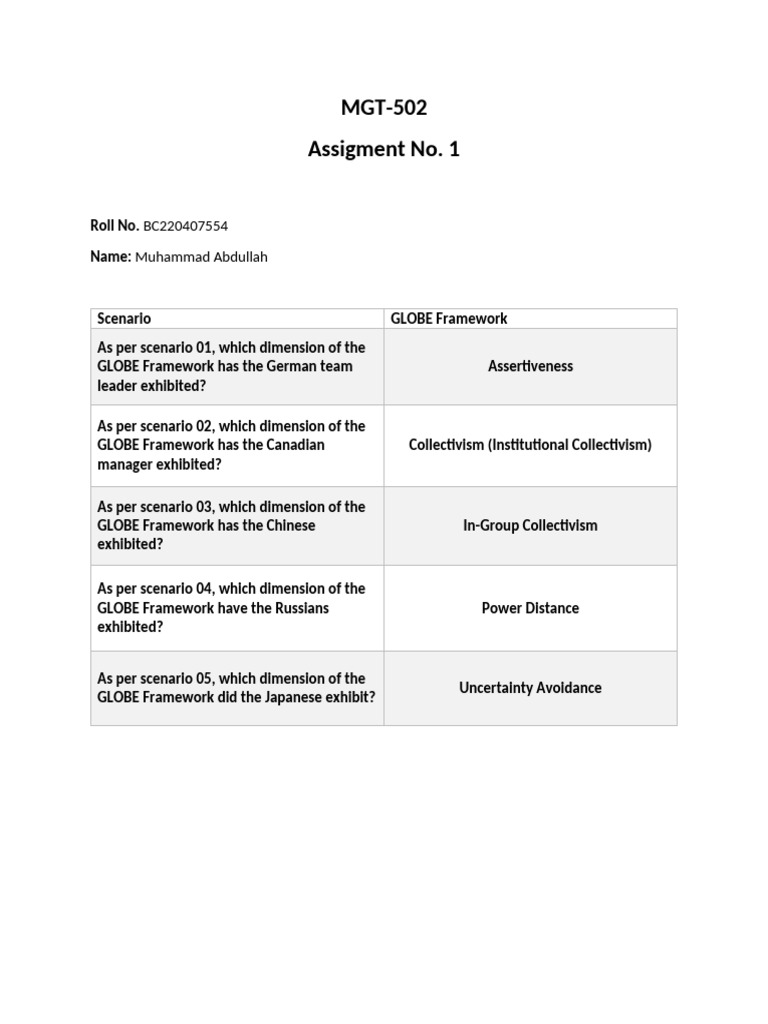 MGT502 Assignment No. 1 | PDF