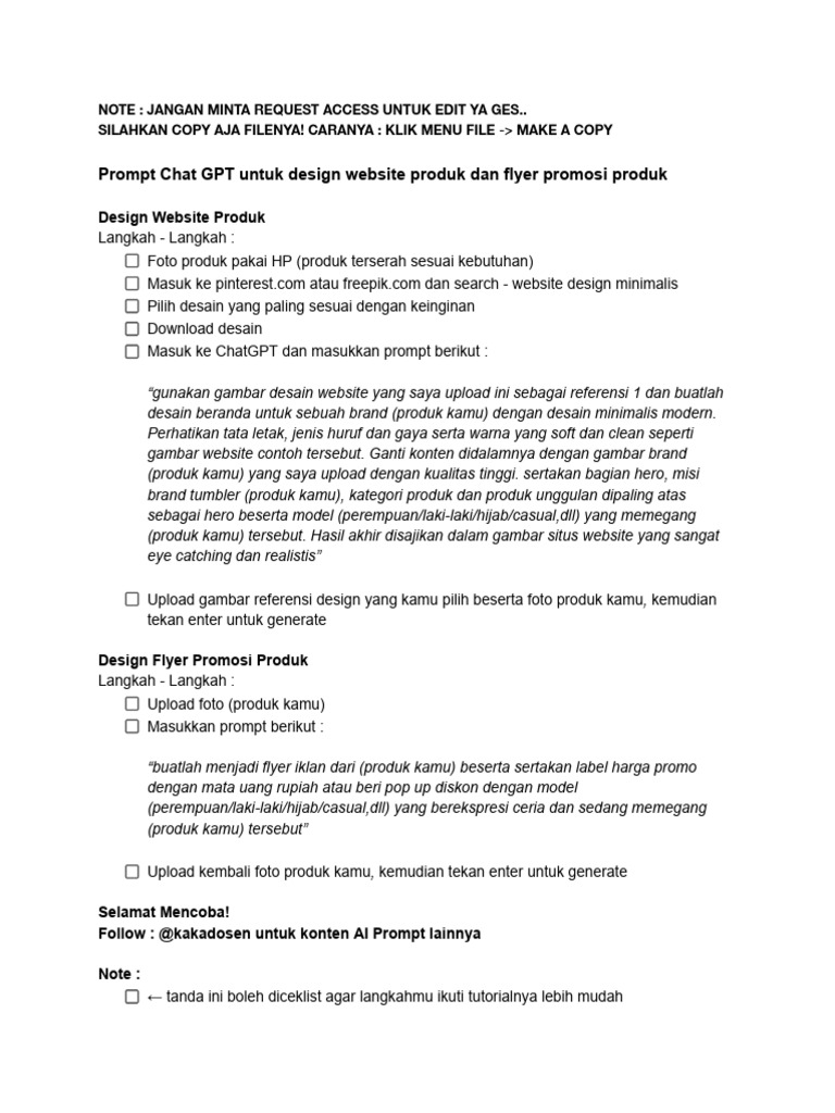 Prompt Chat GPT Untuk Design Website Dan Flyer Promosi | PDF