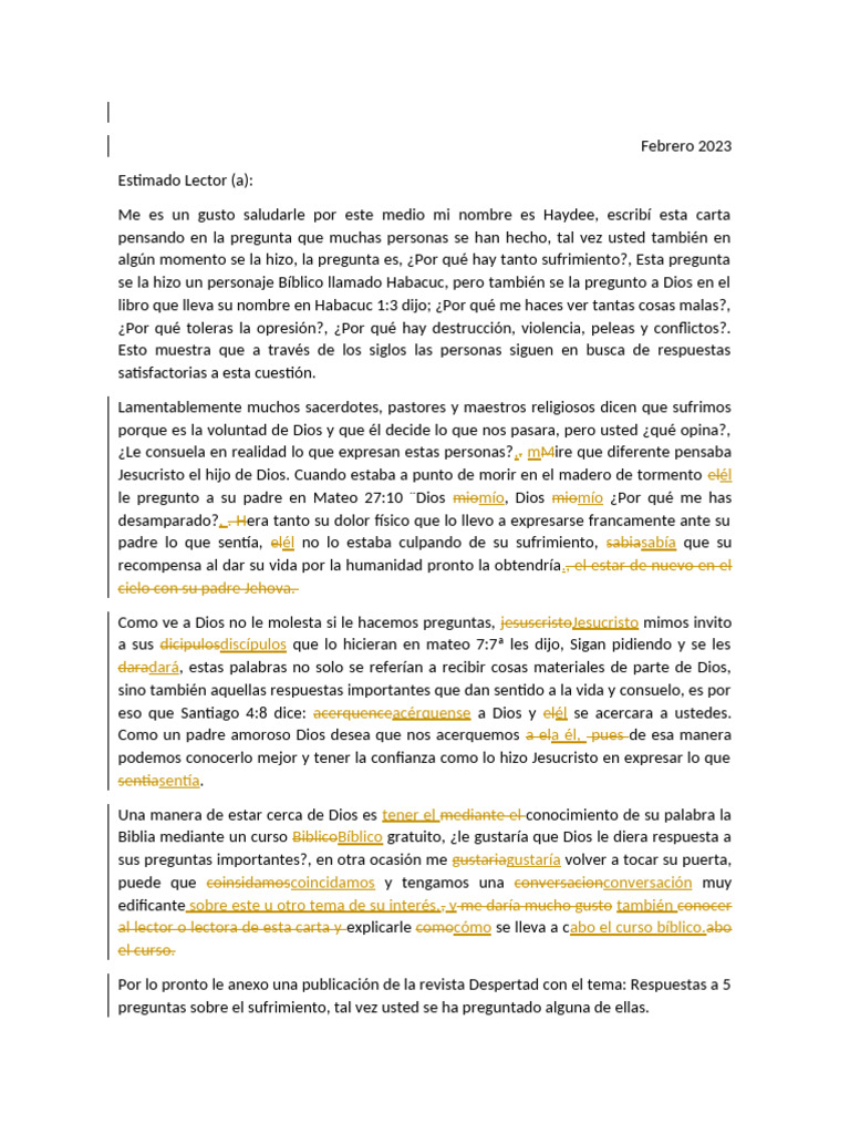 Estimado Lector | PDF | Dios | Sufrimiento