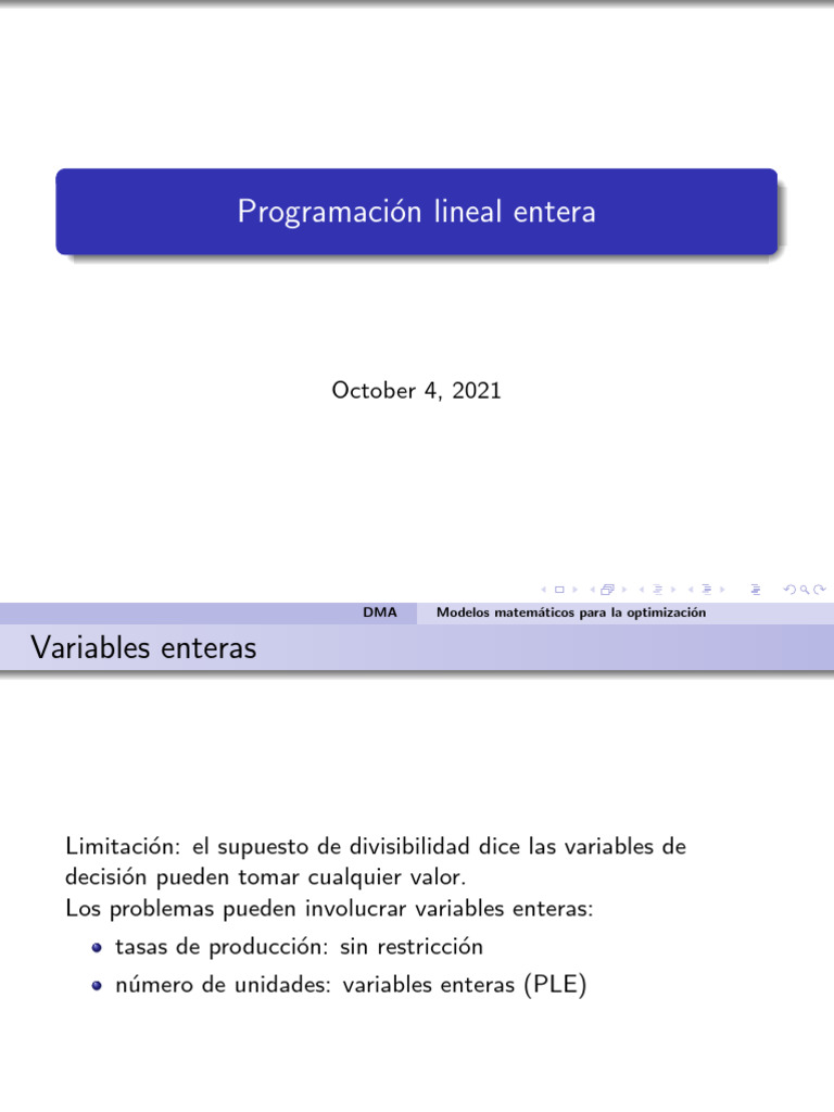 Program Lineal Entera | PDF | Optimización Matemática | Matemáticas