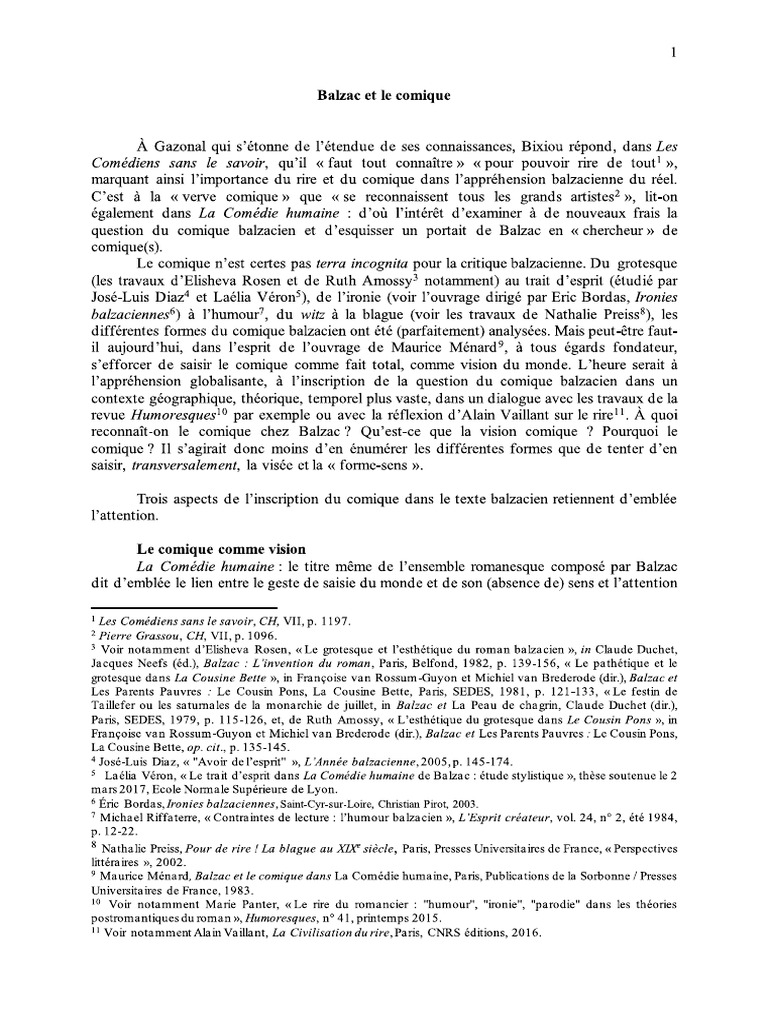 Balzac Et Le Comique | PDF