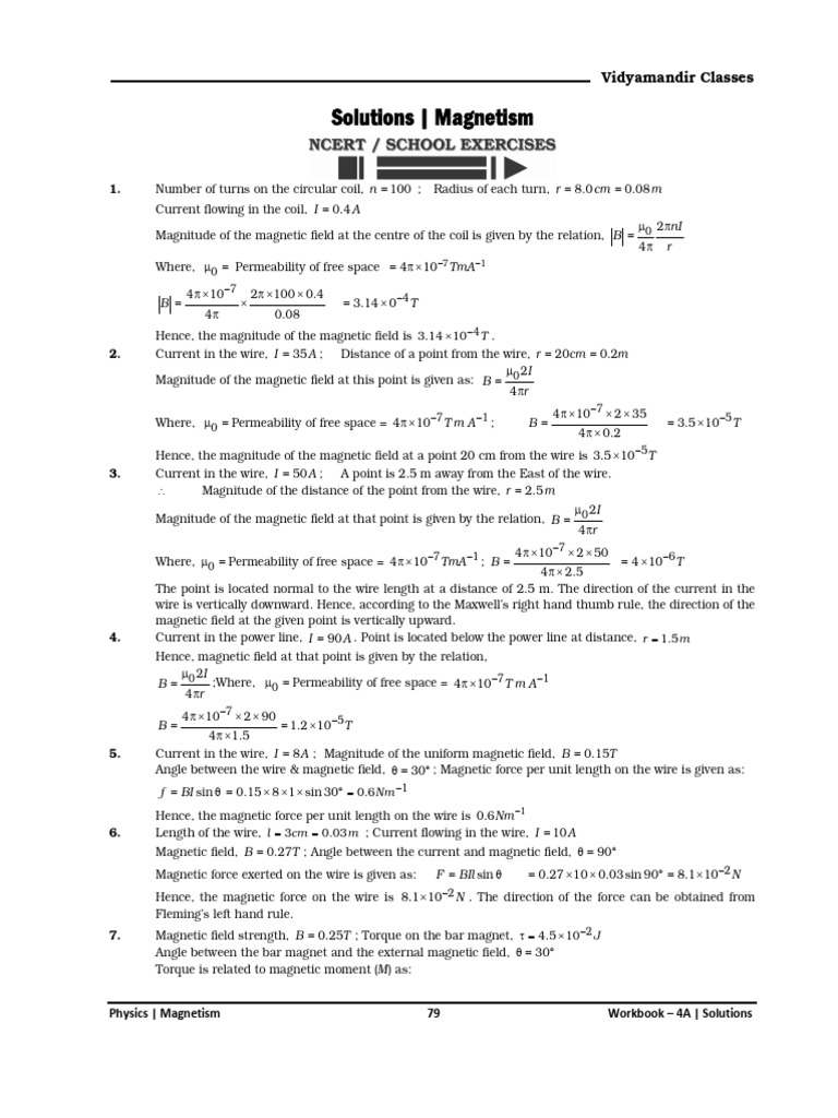 Chapter16MagnetismWokbook4ASolutions | PDF | Magnetic Field | Electron