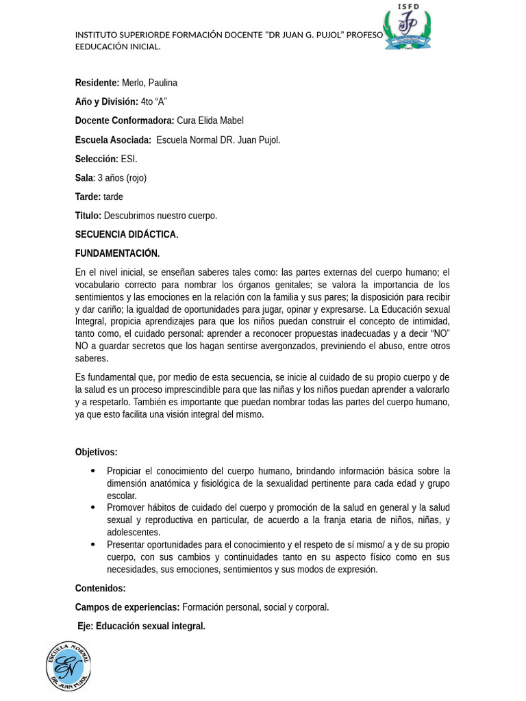 Secuencia de Esi 4 | PDF | Educación sexual | Maestros