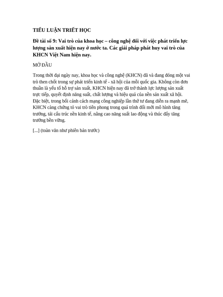Tieu Luan Triet Hoc KHCN Final | PDF