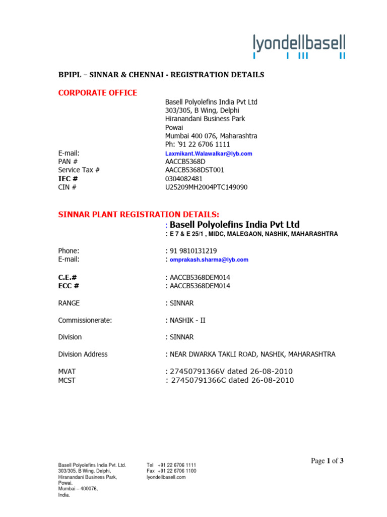 BPIPL - Zylog - Registration Details | PDF