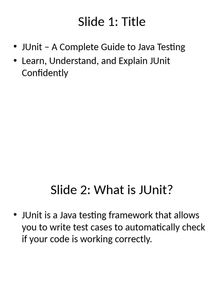 JUnit 20plus Slides Presentation | PDF | Unit Testing | Computer ...
