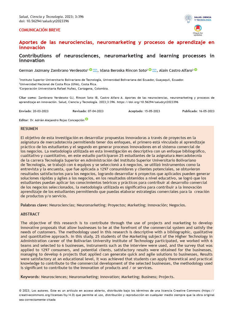 Contributions of Neurosciences Neuromark | PDF | Producto (Negocio ...