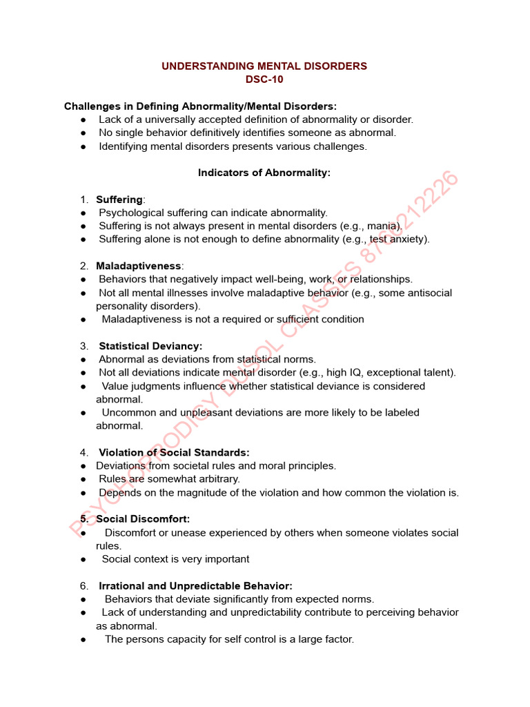 Defining Mental Disorders and Classification | PDF | Neurotransmitter ...