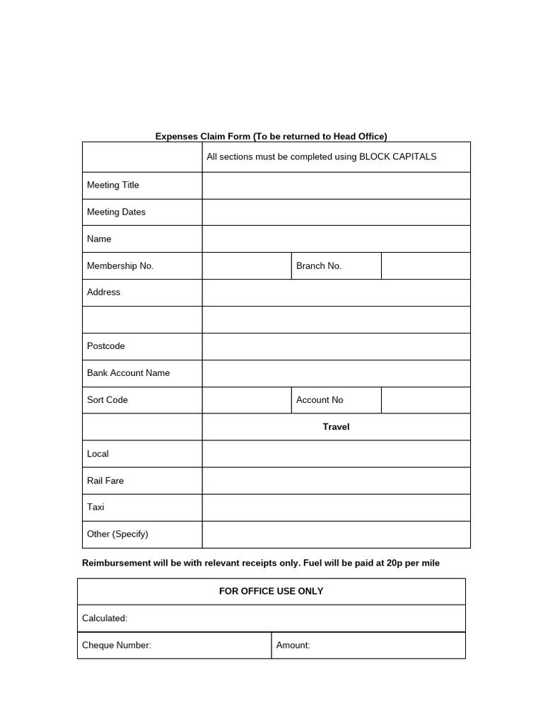 Expenses Claim Form (AMENDED) | PDF