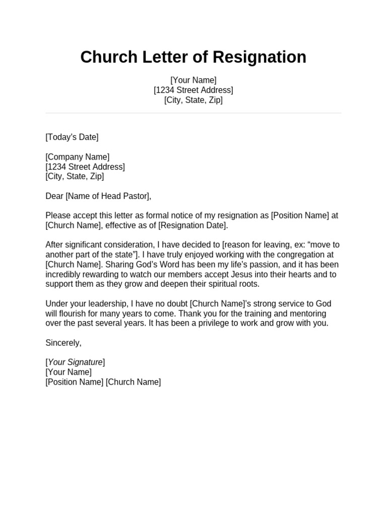 Church Resignation Letter Updated v2 | PDF