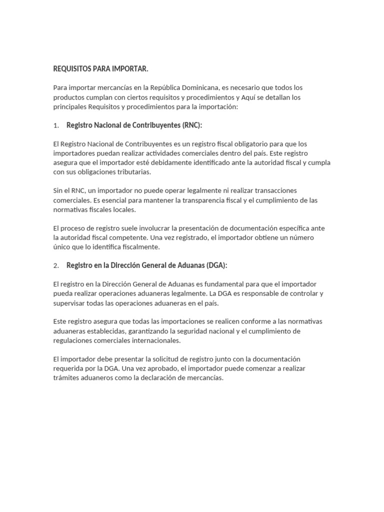 Requisitos para Importar | PDF | aduana | Arancel