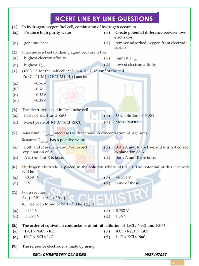 ELECTROCHEMISTRY-MCQ PYQ NEET | PDF