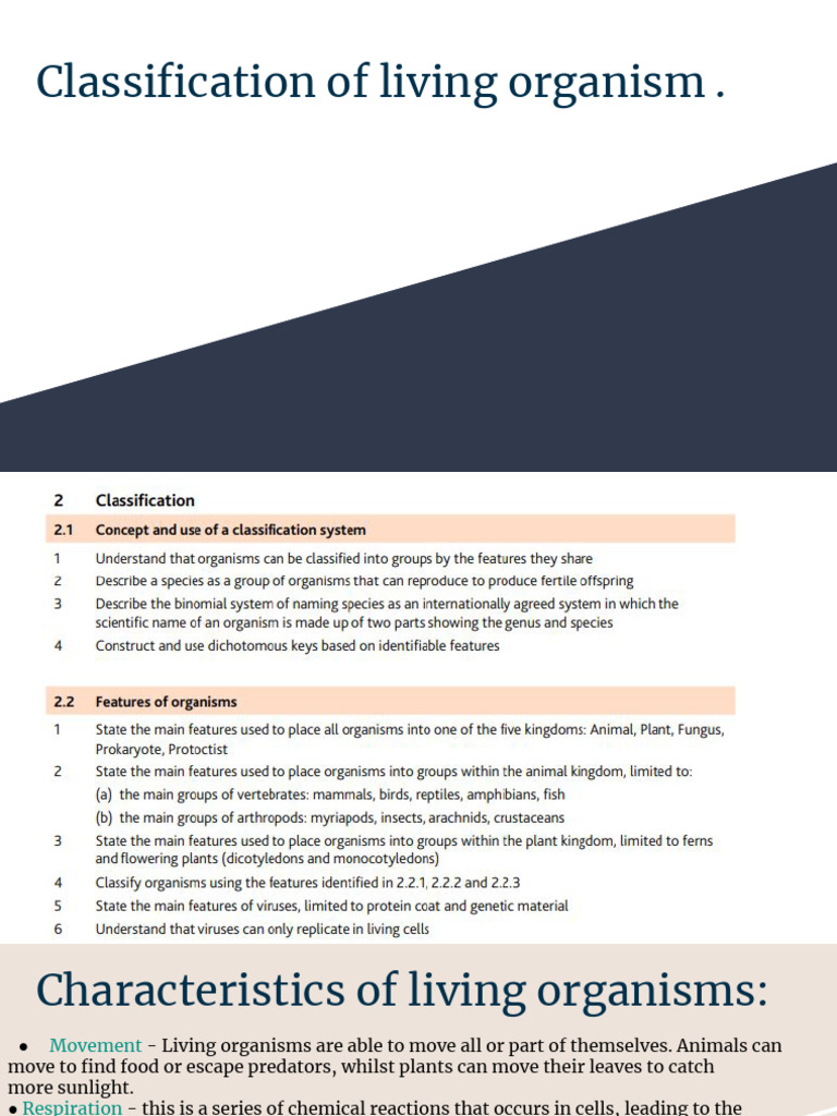 Classification of Living Organism . | PDF | Cell (Biology) | Organisms