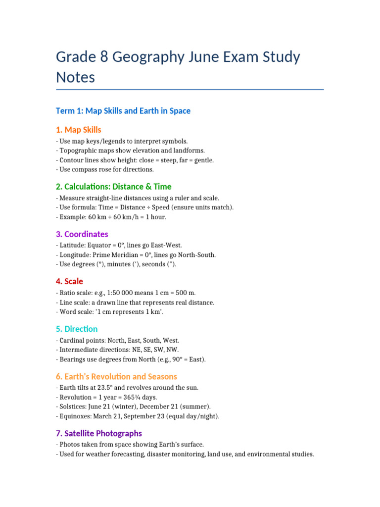Grade_8_Geography_Visual_Study_Notes | PDF | Rain | Climate