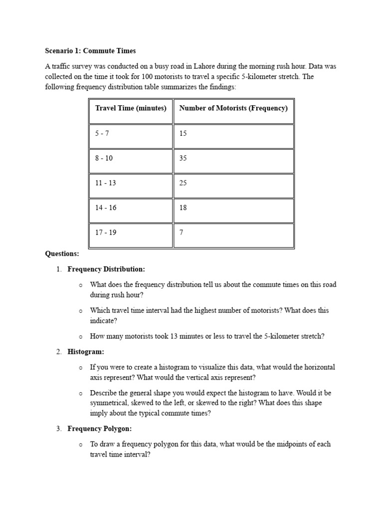 Commute Times and Student Heights Analysis | PDF | Histogram